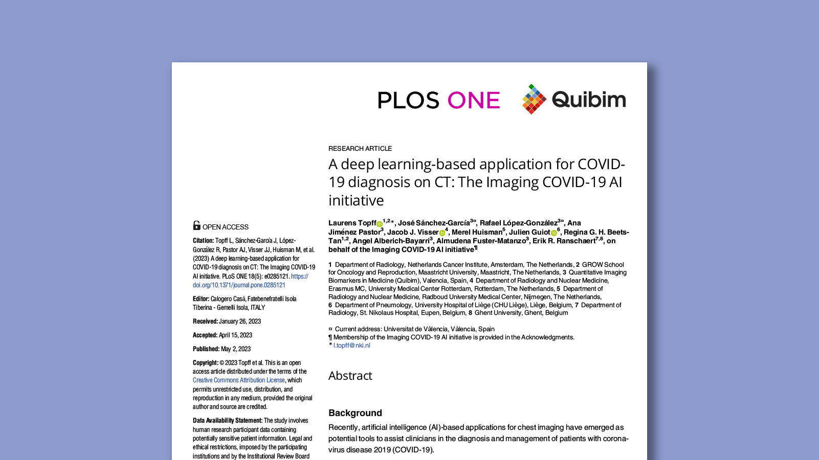 A deep learning-based application for COVID19 diagnosis on CT: The Imaging COVID-19 AI ...